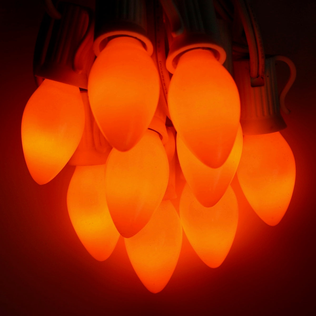 C7 Orange Opaque Glass Bulbs E12 Bases (25 Pack) – Christmas Light Source