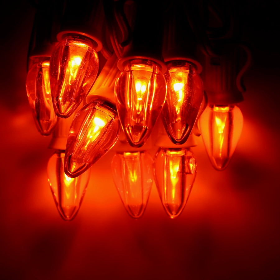 C7 Orange Smooth LED Bulbs E12 Bases (25 Pack) – Christmas Light Source