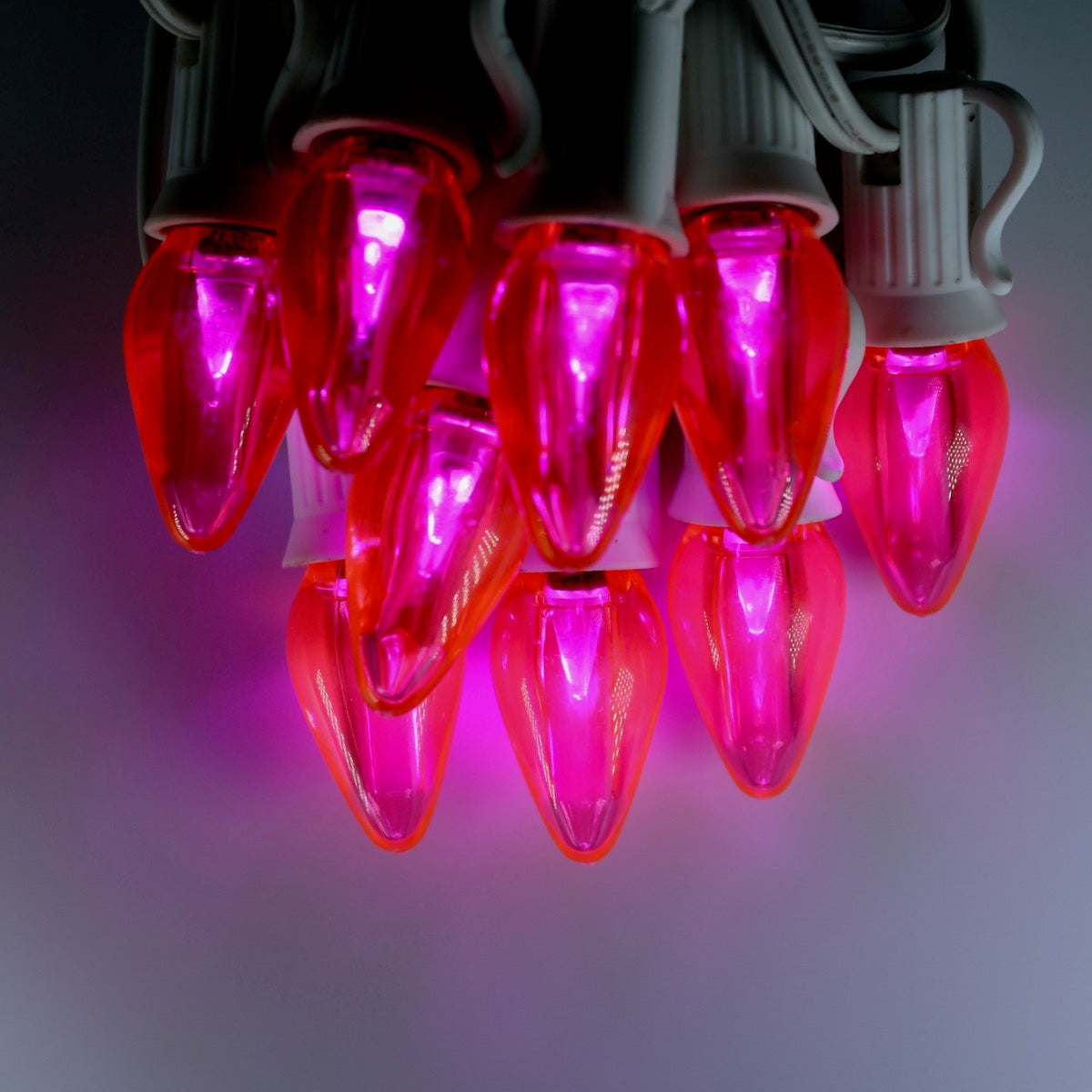 Minleon C7 Pink Smooth Twinkle LED Bulbs E12 Bases (25 Pack ...