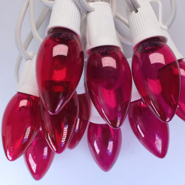 C9 Pink Glass Bulbs E17 Bases (25 Pack) – Christmas Light Source