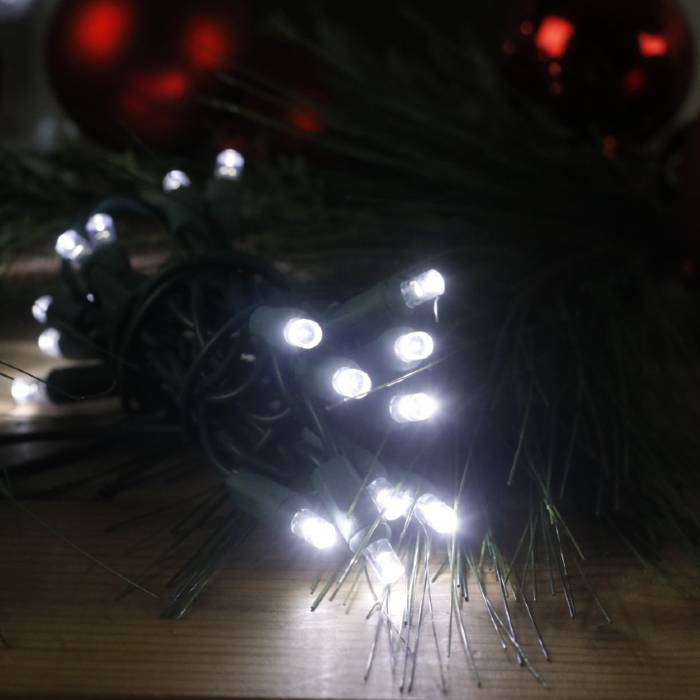 20-light Pure White LED Craft Lights, Green Wire – Christmas Light Source