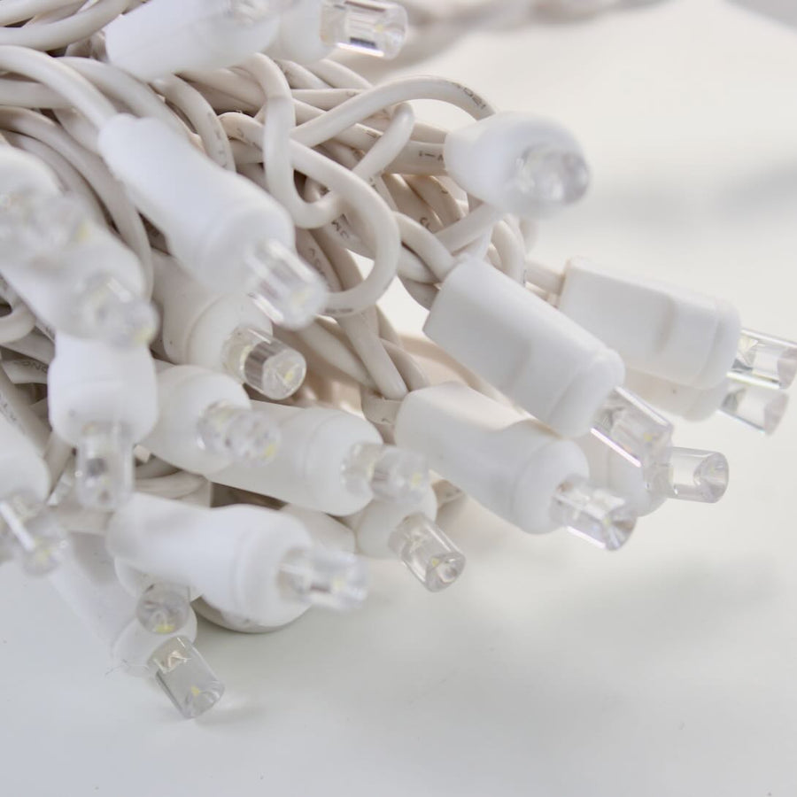 50-light 5mm Pure White LED Christmas Lights, 4" Spacing White Wire ...