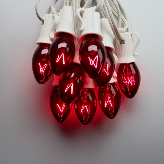 C7 Purple Glass Bulbs E12 Bases (25 Pack) – Christmas Light Source