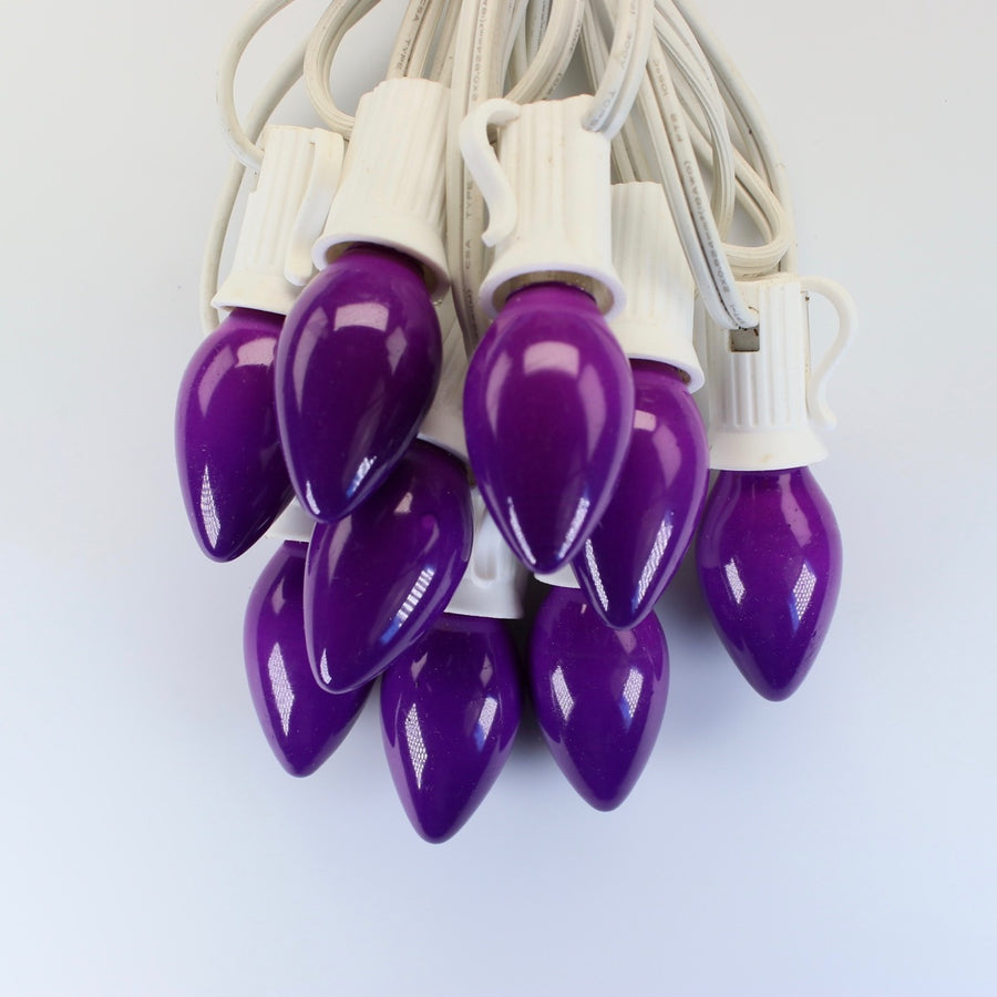 C7 Purple Opaque Glass Bulbs E12 Bases (25 Pack) – Christmas Light Source
