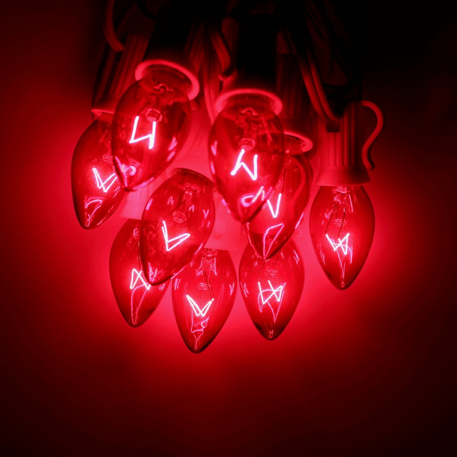 C7 Red Triple Dip Glass Bulbs E12 Bases (25 Pack) – Christmas Light Source