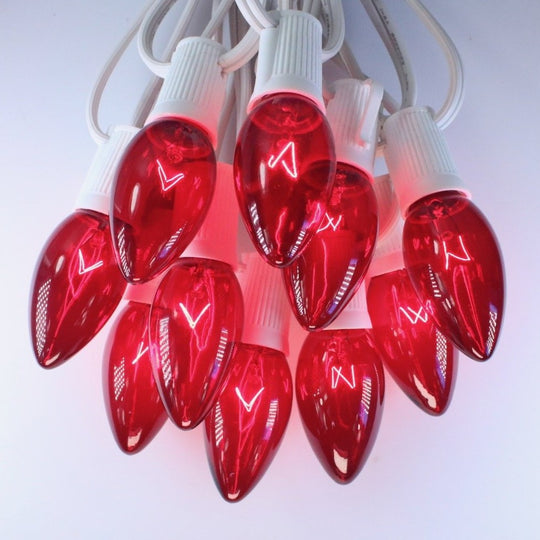 C9 Red Glass Bulbs E17 Bases (25 Pack) – Christmas Light Source