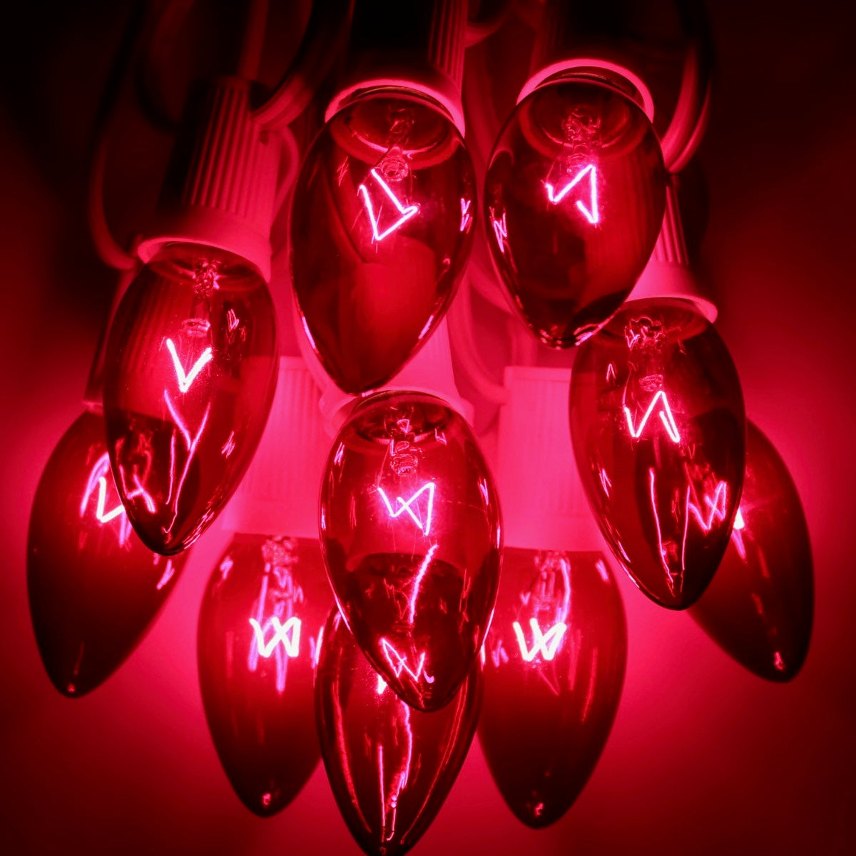 C7 Red Twinkle Glass Bulbs E12 Bases (25 Pack) – Christmas Light Source