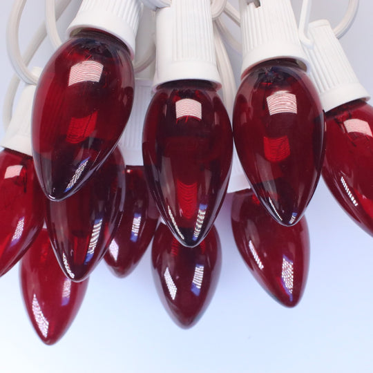C7 Red Twinkle Glass Bulbs E12 Bases (25 Pack) – Christmas Light Source
