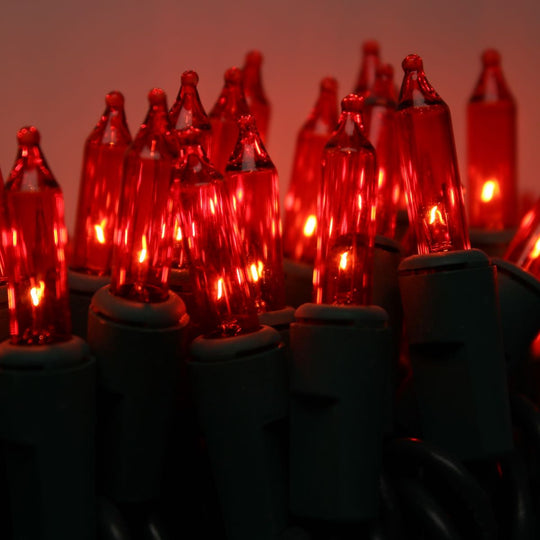 Red Commercial Mini Lights, Green Wire – Christmas Light Source
