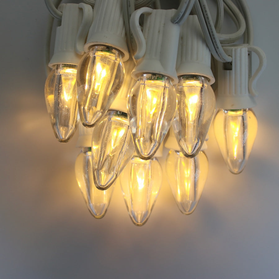 C7 Warm White Smooth Twinkle LED Bulbs E12 Bases (25 Pack) – Christmas ...