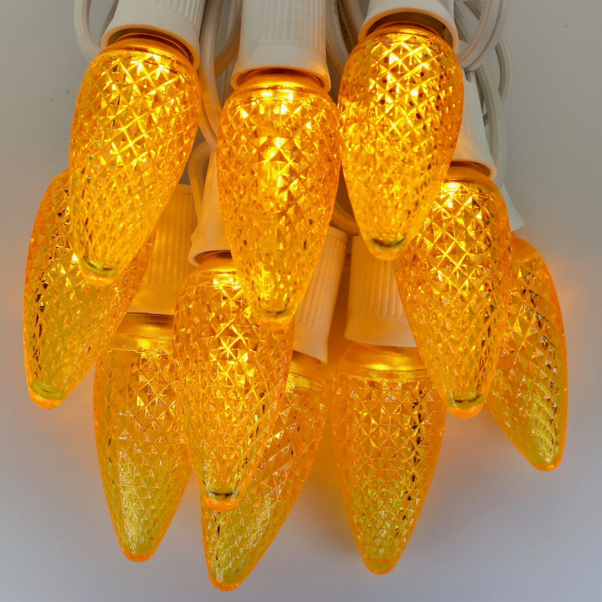 C9 Yellow LED Bulbs E17 Bases (SMD) (25 Pack) – Christmas Light Source